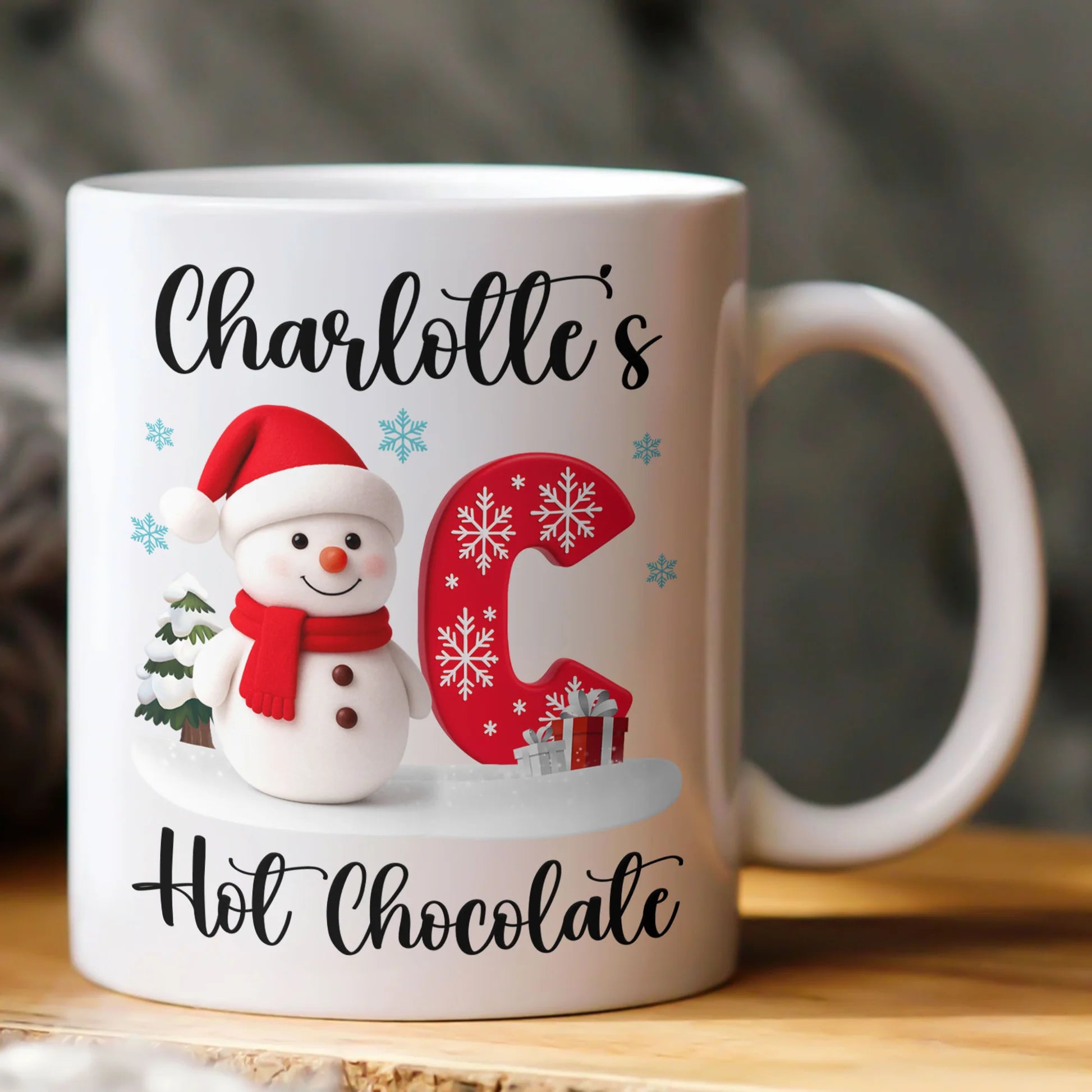 Snowman Initial Christmas Hot Chocolate - Personalized Mug – 我的商店