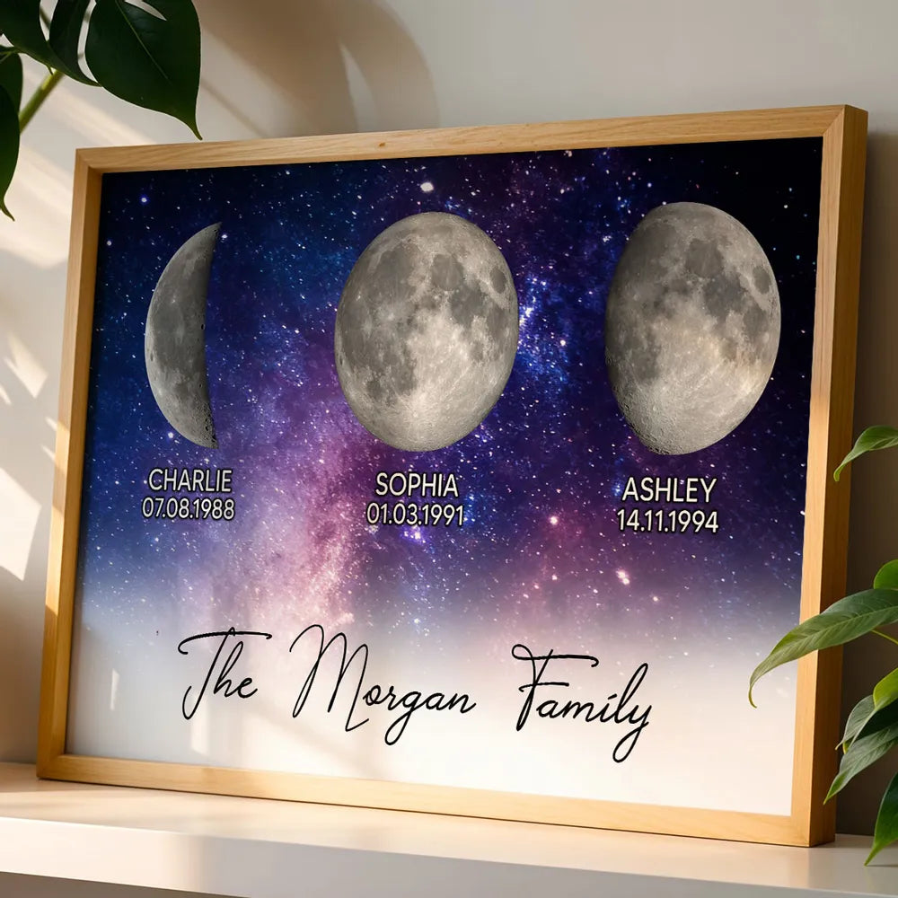 Starry Night Family Love Custom Birth Moon Phase - Personalized Poster ...