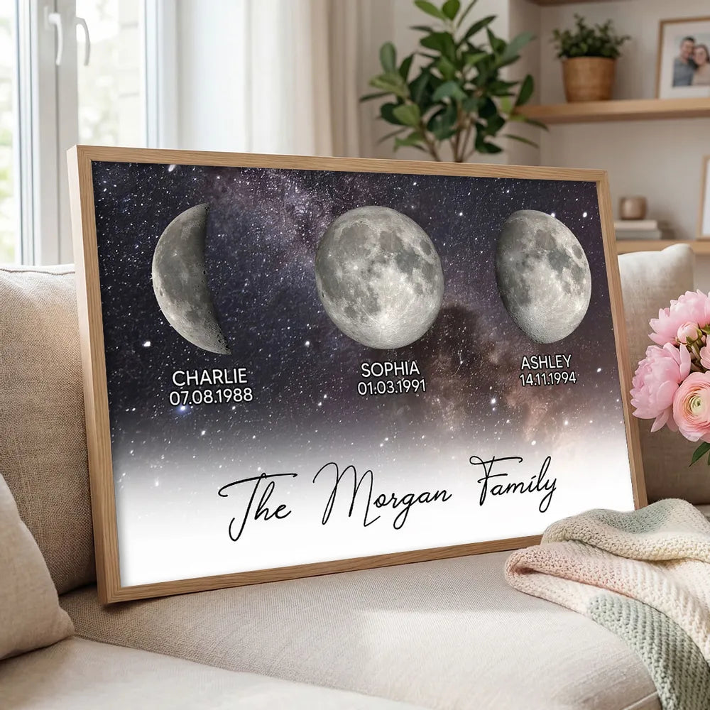 Starry Night Family Love Custom Birth Moon Phase - Personalized Poster ...