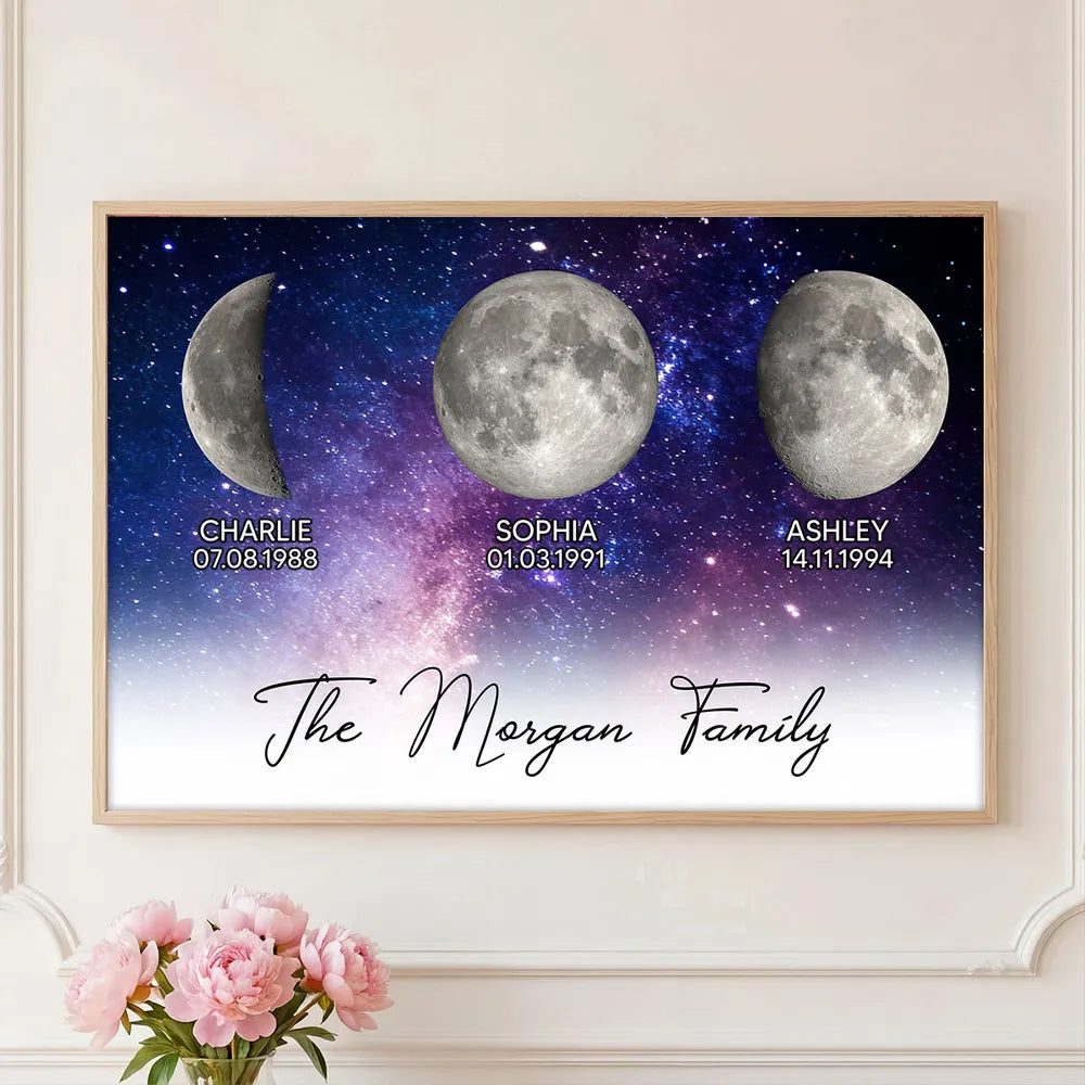 Starry Night Family Love Custom Birth Moon Phase - Personalized Poster ...