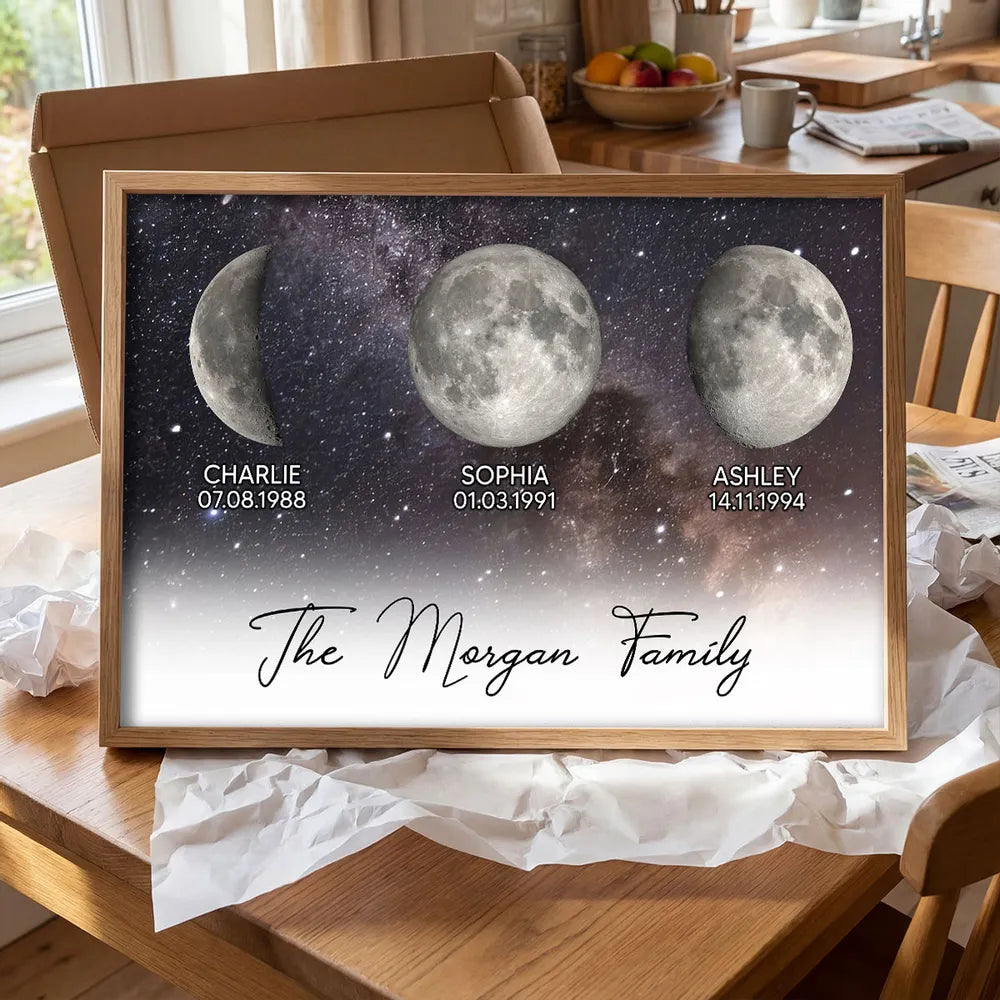 Starry Night Family Love Custom Birth Moon Phase - Personalized Poster ...