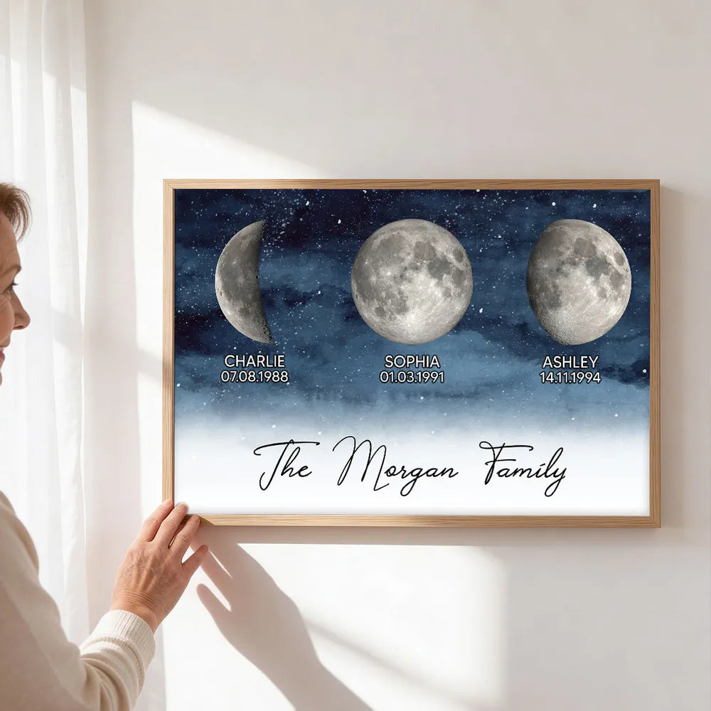 Starry Night Family Love Custom Birth Moon Phase - Personalized Poster ...