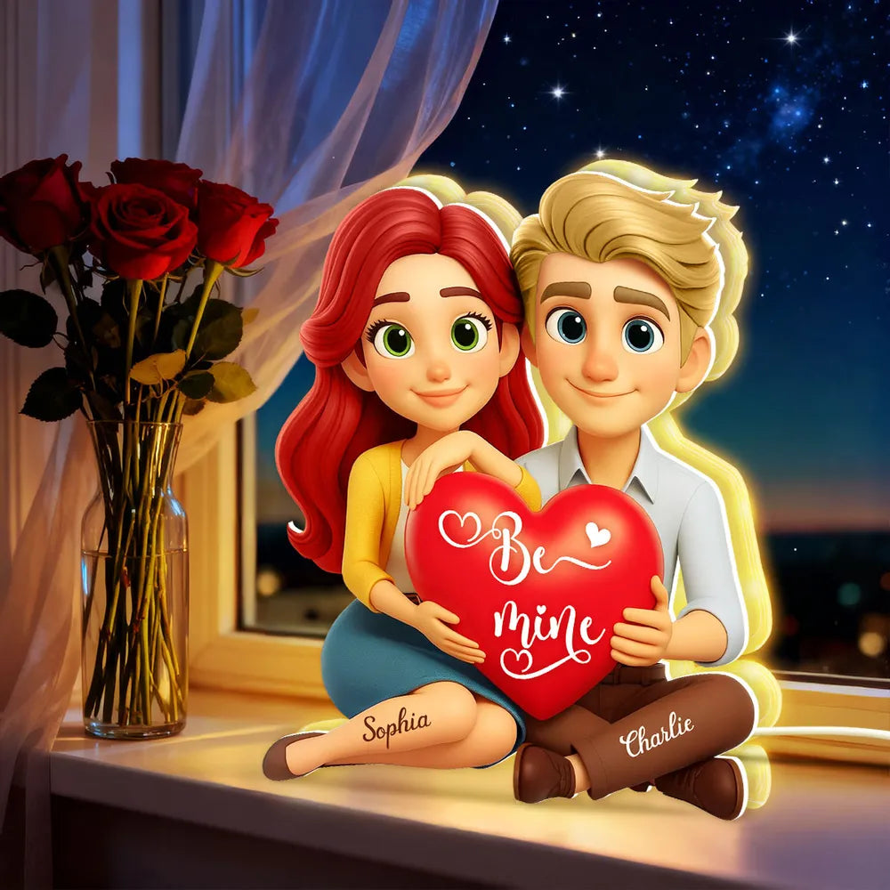 Eternal Love Cartoon Couple Sitting - Personalized Light Box - Sentime ...