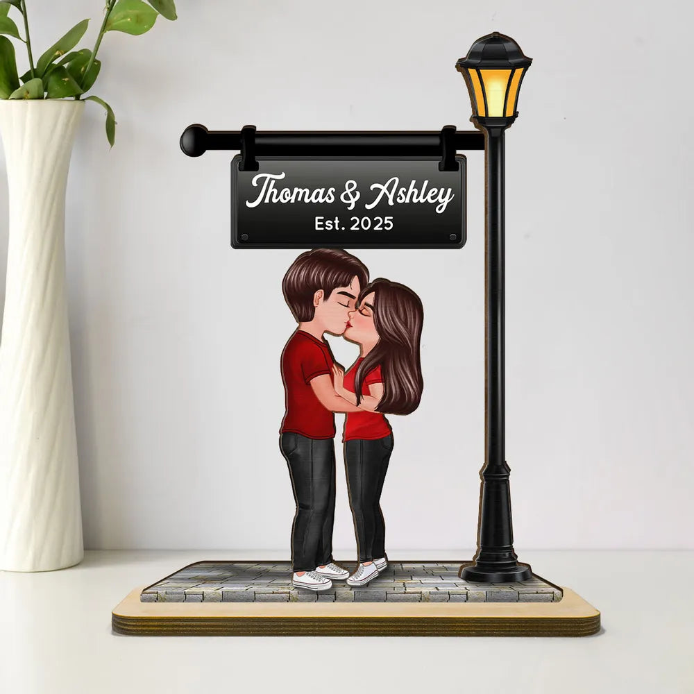 Eternal Love Couple Kissing Under Street Lamp Post - Personalized 2-La ...