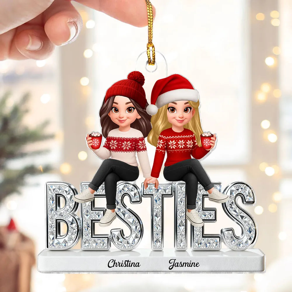 3D Shinning Effect Besties Christmas - Personalized Acrylic Ornament ...