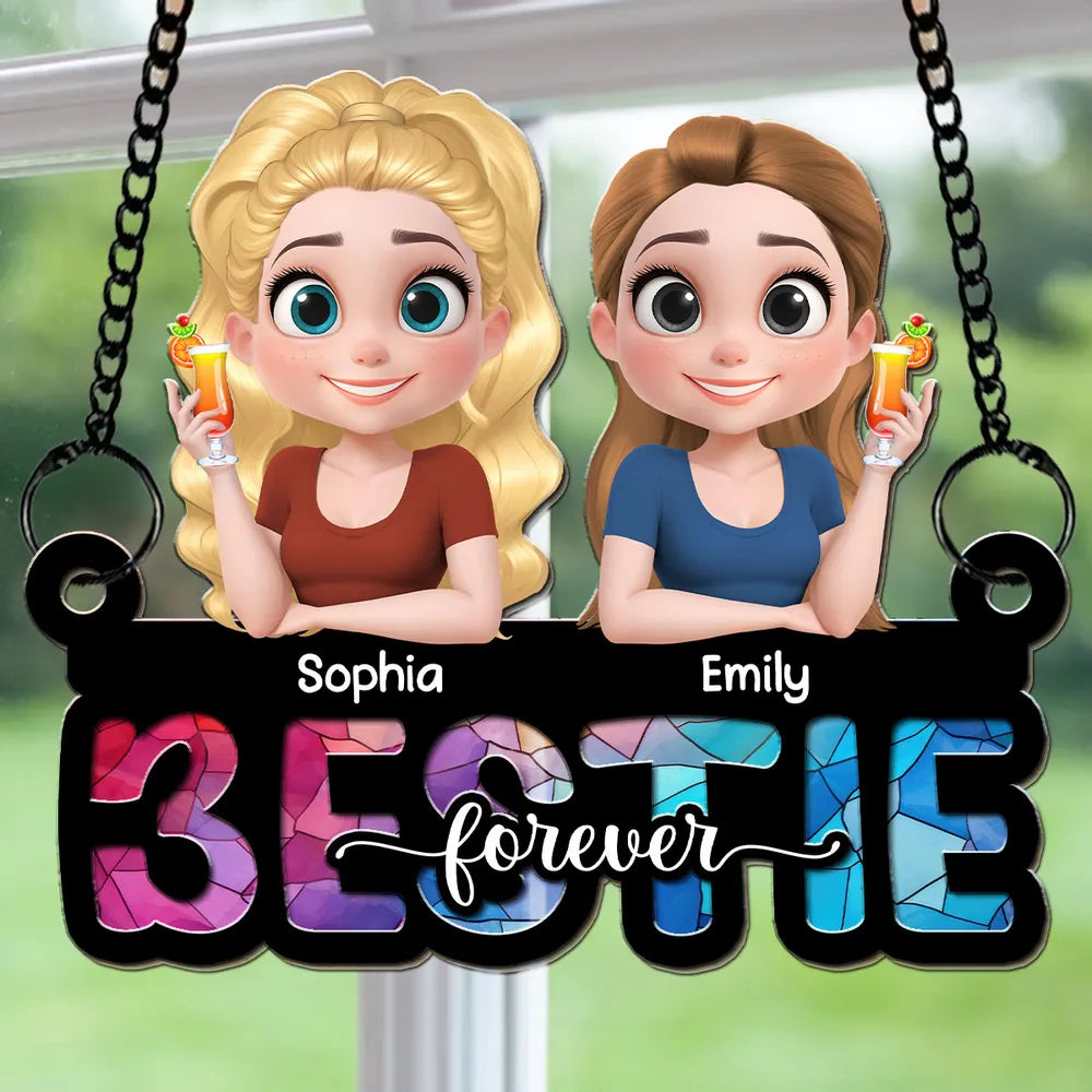 Slay Cartoon Bestie - Personalized Custom Suncatcher – 我的商店