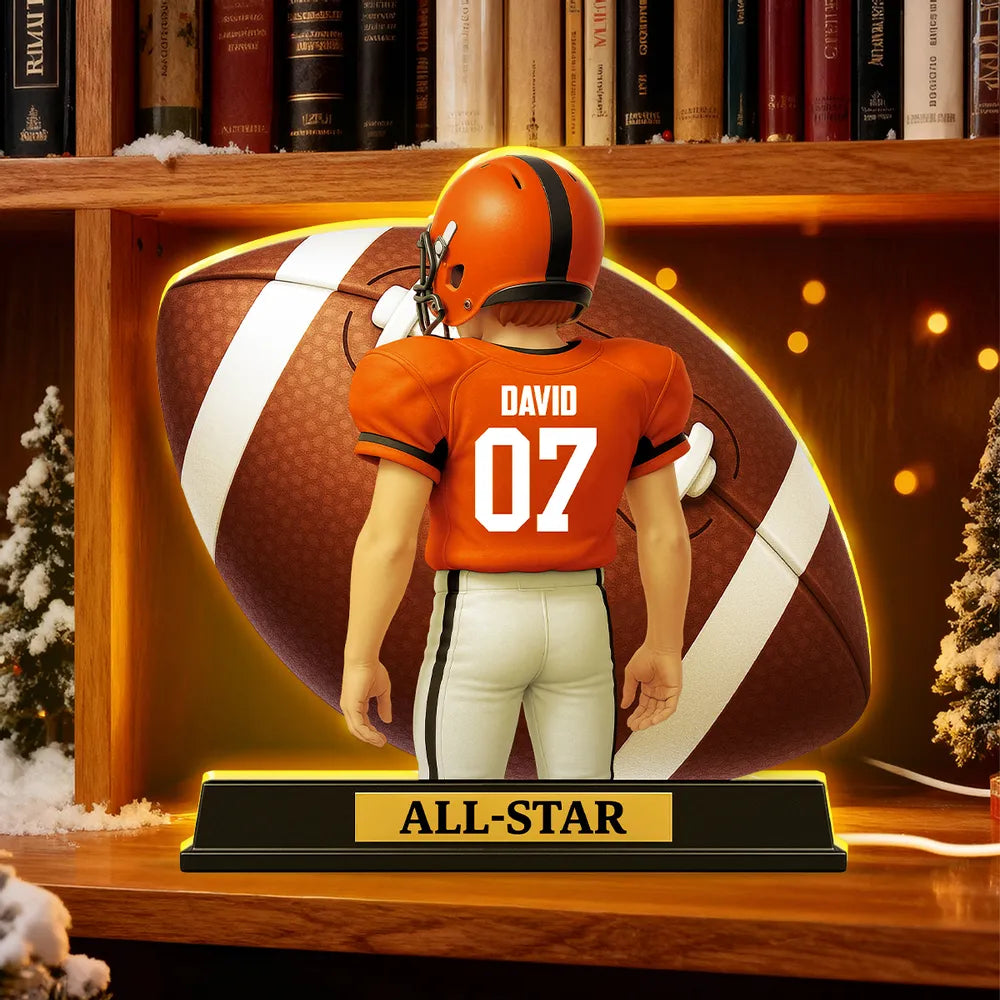 3D Effect Football Teenager Player - Personalized Light Box - Christma ...
