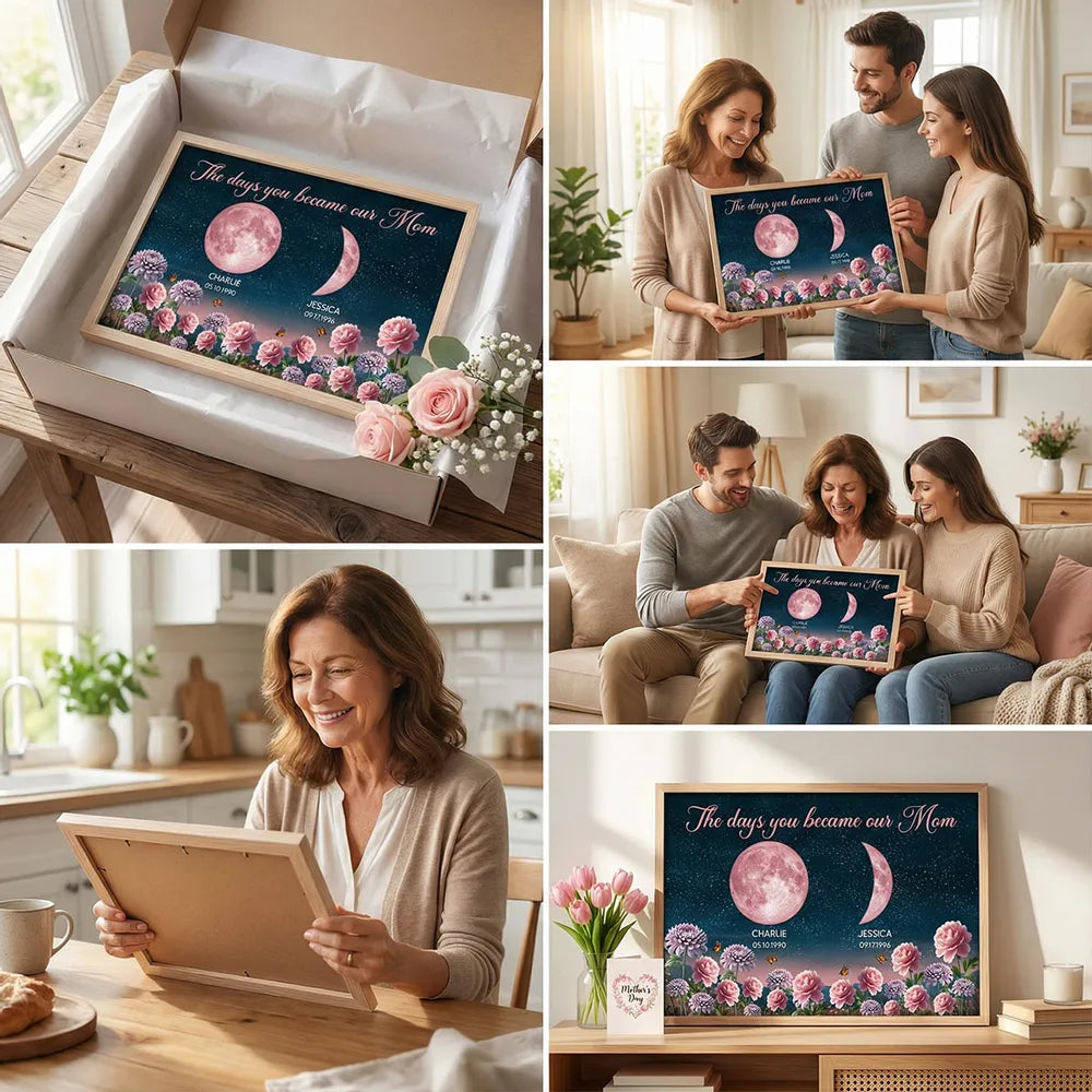 Birth Month Flowers The Day You Become Mum Grandma Custom Birth Moon P ...