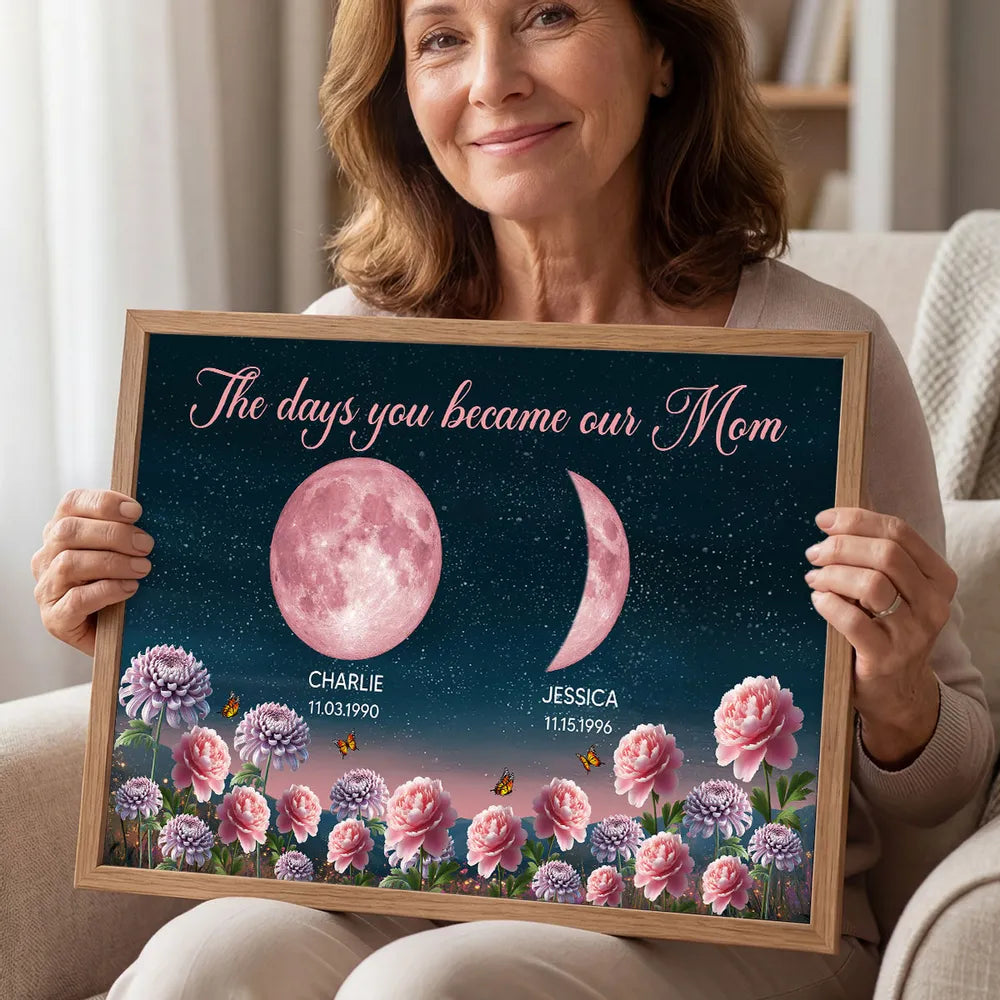 Birth Month Flowers The Day You Become Mum Grandma Custom Birth Moon P ...