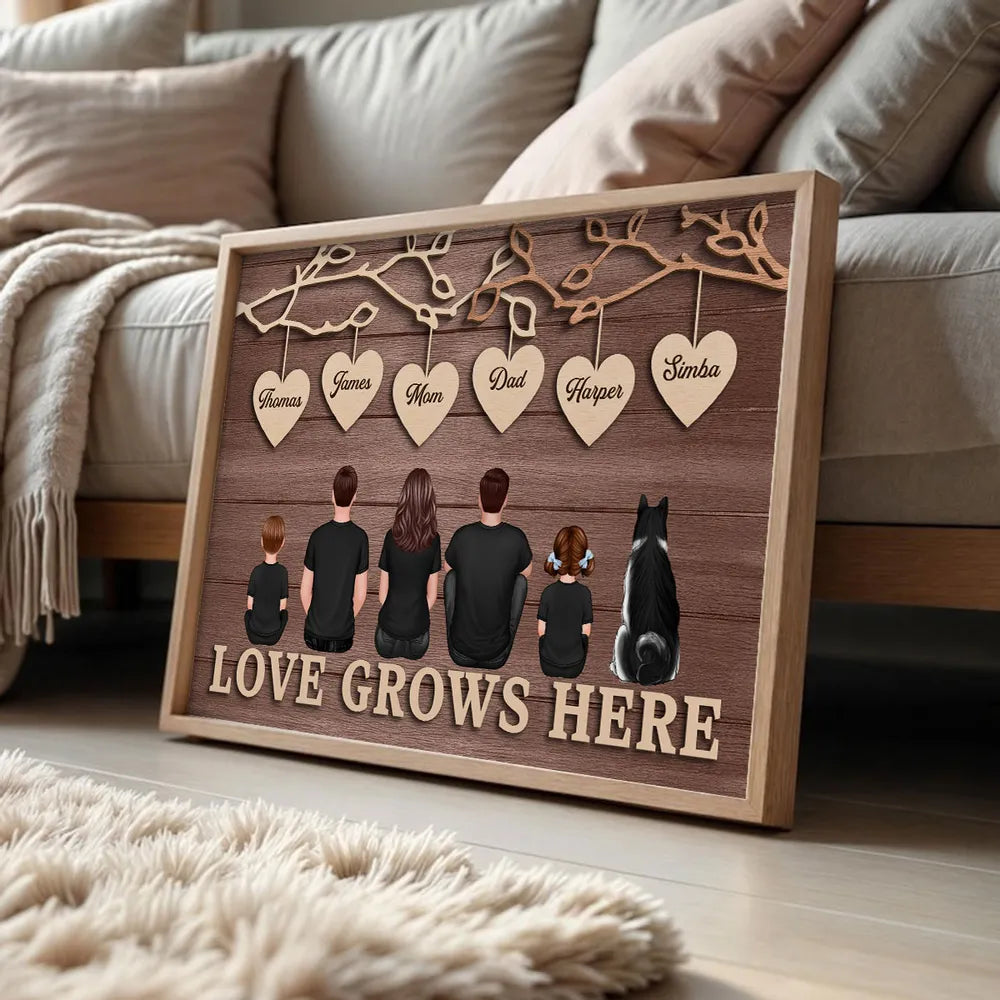 Rustic Vintage Family Tree Love Grows Here - Personalized Poster - Hea ...