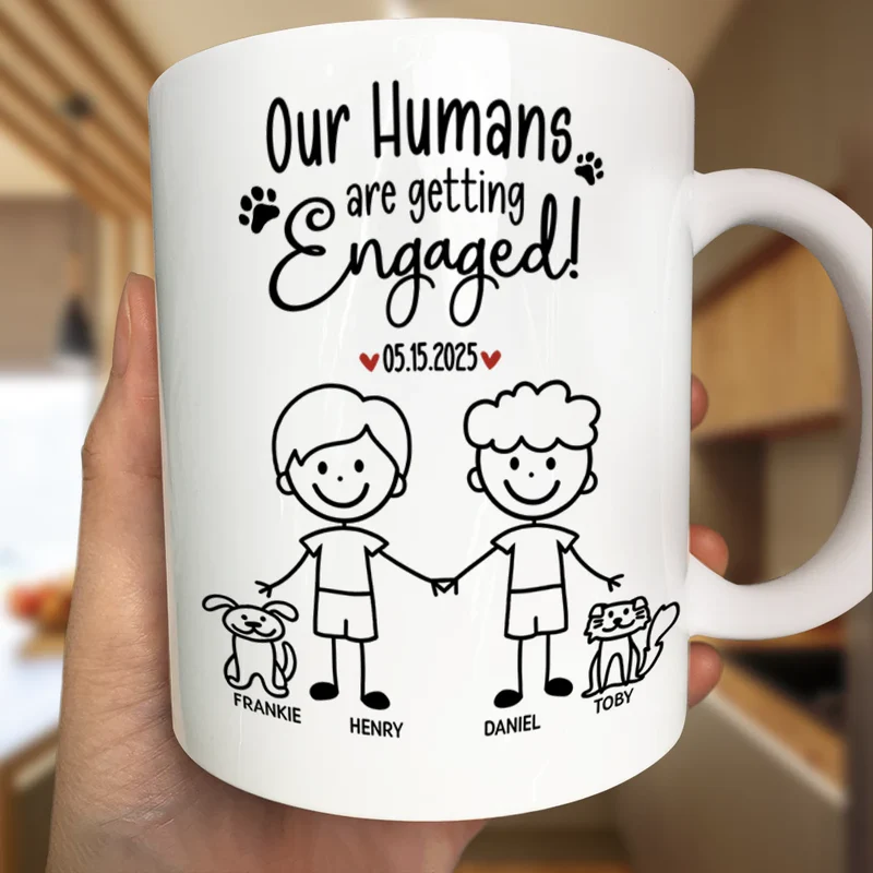 Stick Figures My Humans Are Getting Engaged Married - Personalized Mug ...