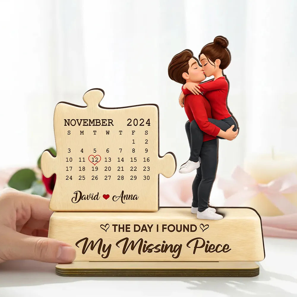 The Missing Piece Couple Kissing - Personalized 2-Layered Wooden Plaqu – 我的商店