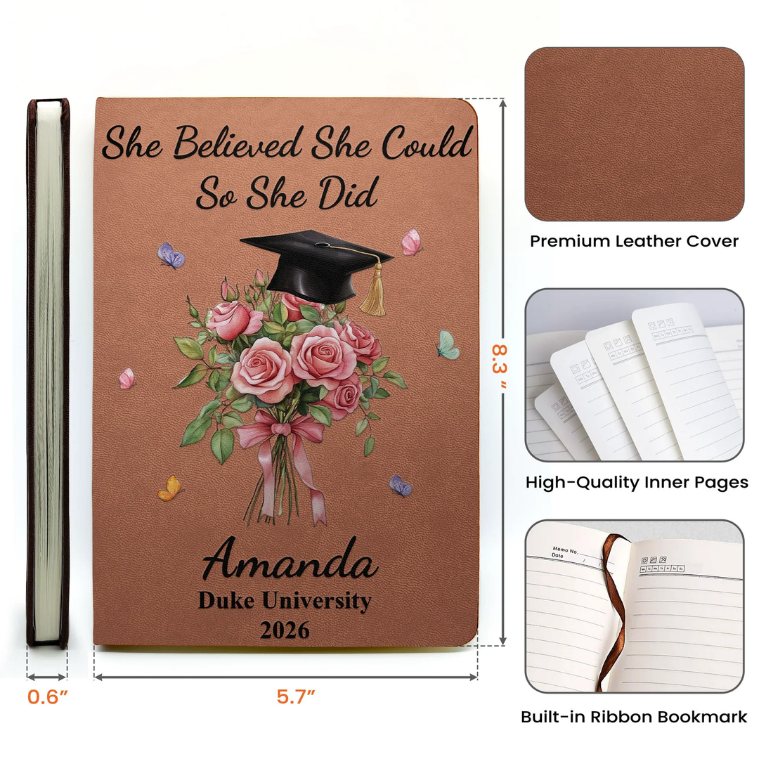 Custom Birth Month Flower Graduation - Personalized Leather Journal – 我的商店