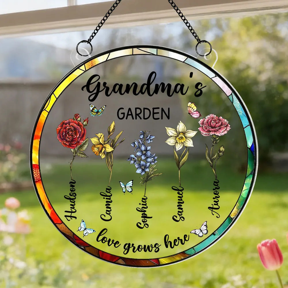 Grandma's Garden Love Grows Here Birth Month Flower - Personalized Sun ...