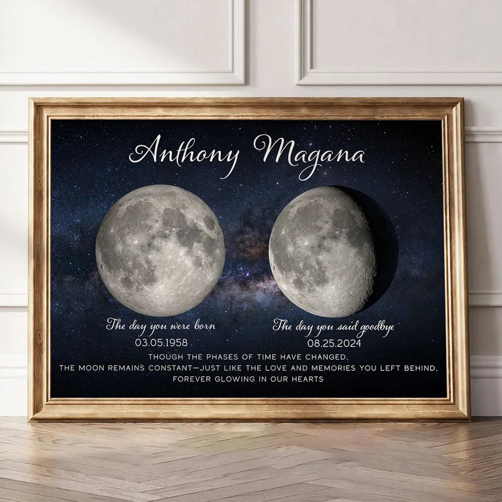 Custom Birth and Goodbye Moon Phases Poster, Night Sky Remembrance Dec ...
